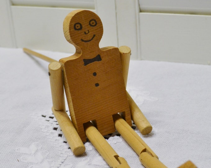 Vintage Dancing Man Wooden Toy Folk Art Handmade Rustic Primitive ...