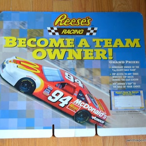Vintage REESES RACING Cardboard Store Display Promo Bill Elliott Nascar ...