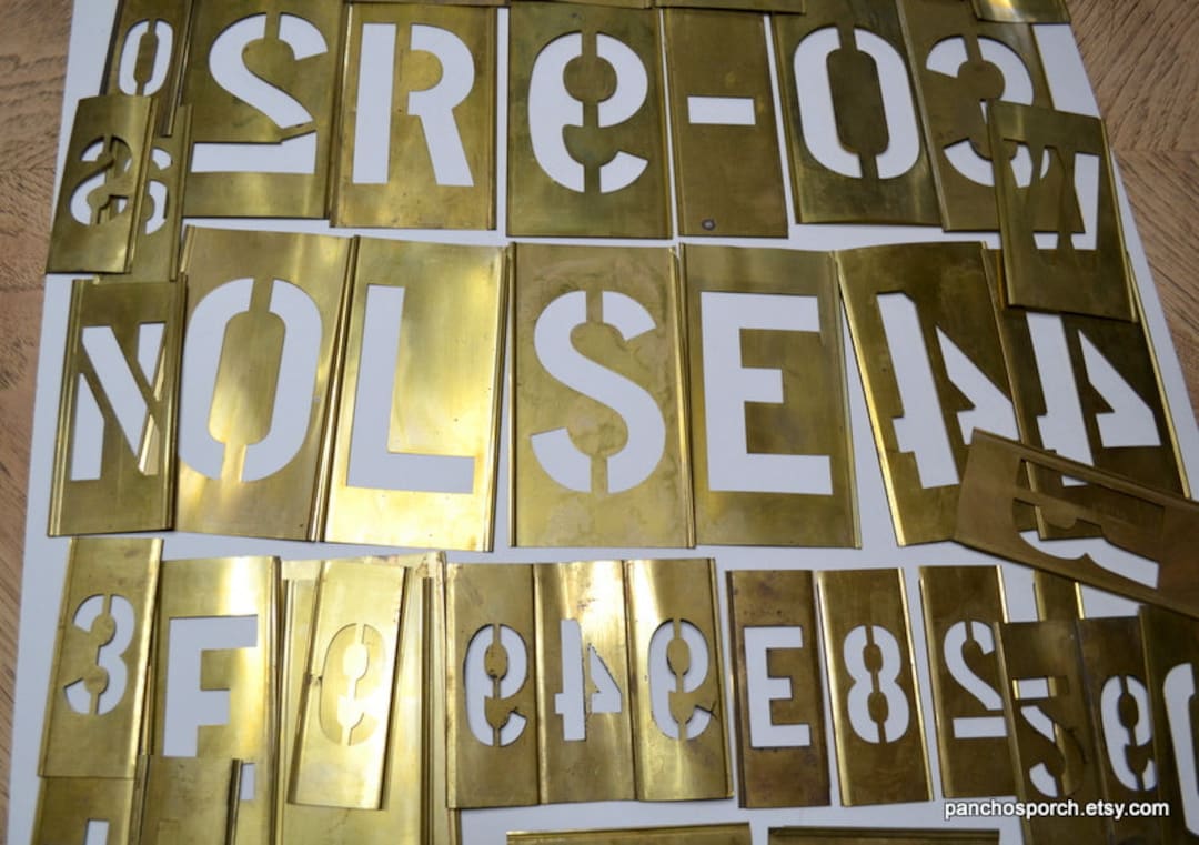 Vintage BRASS Stencil Letters Numbers Lot Locking Alphabet Numerical ...