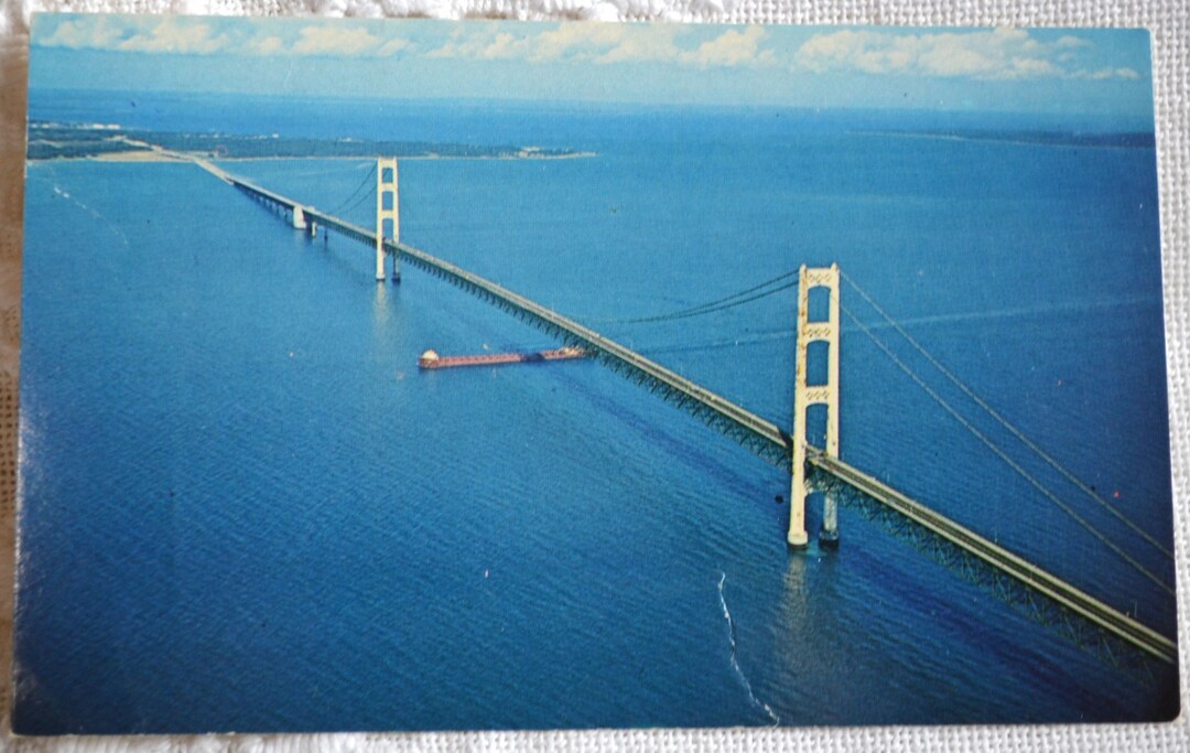 Vintage MICHIGAN Postcard Macinac Bridge Souvenir Unused Post Card ...