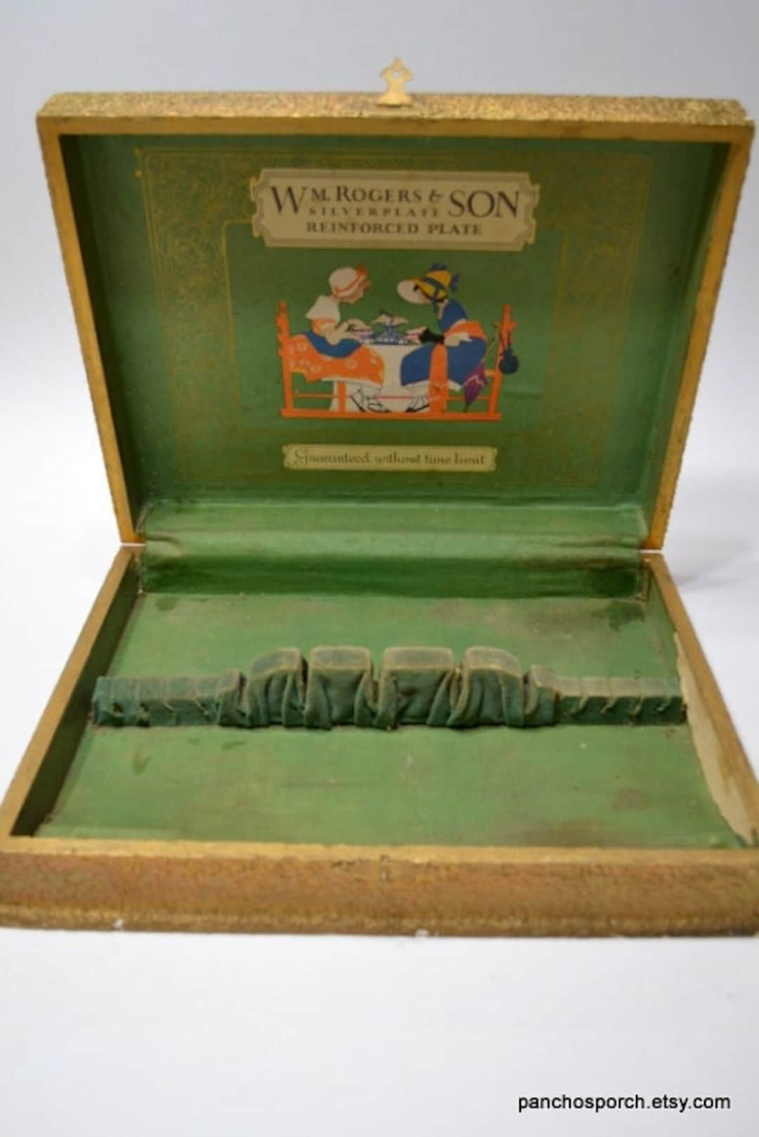 Vintage Wm Rogers & Sons Silverware Storage Box Gold Exterior Worn ...