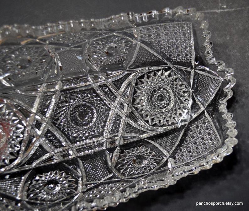 Vintage EAPG Clear Glass Celery Tray: Stars & Diamonds Serving Dish - Etsy