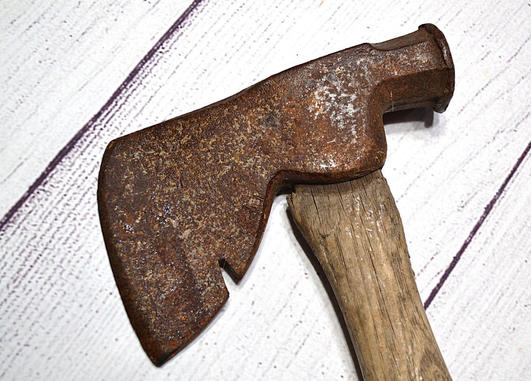 Vintage Hatchet Wooden Handle Rustic Hand Roofing Carpenter Tool Man ...