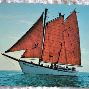 Vintage MAINE Post Card Schooner Roseway Windjammer Ship Boat Coast ...