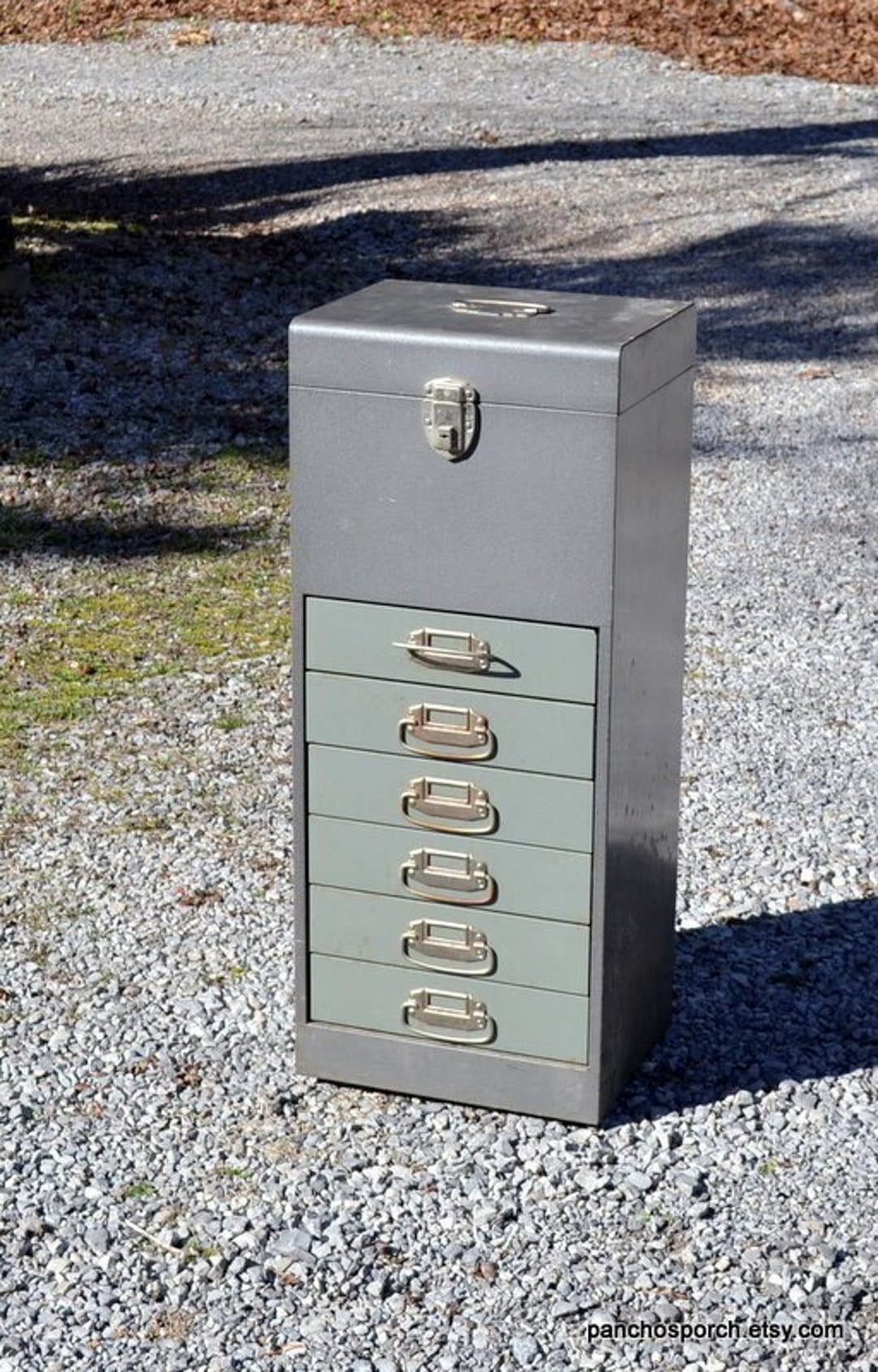 Vintage Metal 6 Drawer Filing Cabinet Top Opening Mid Century Office ...