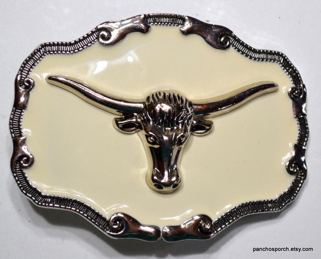 Vintage Long Horn Steer Belt Buckle Texas Longhorn Silver Tone Metal ...
