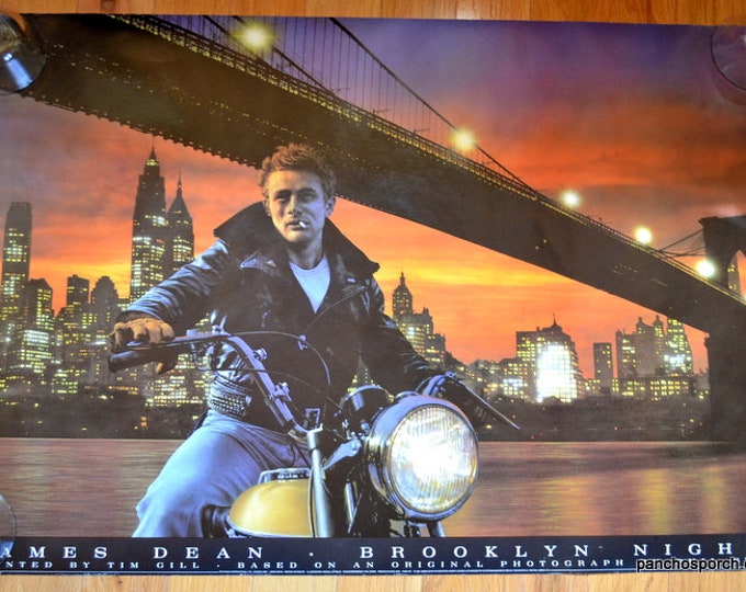 Vintage James Dean Brooklyn Nights Poster Tim Gill Artwork Phil Stern ...