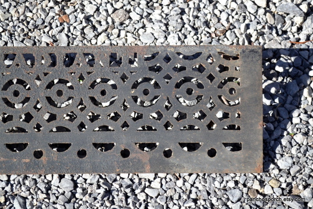 Vintage CAST METAL Grate Architectural Salvage Black Chippy Paint ...