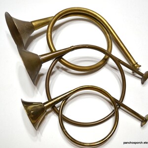 Vintage Decorative Brass Horn Set of 3 Tarnished Circular - Etsy