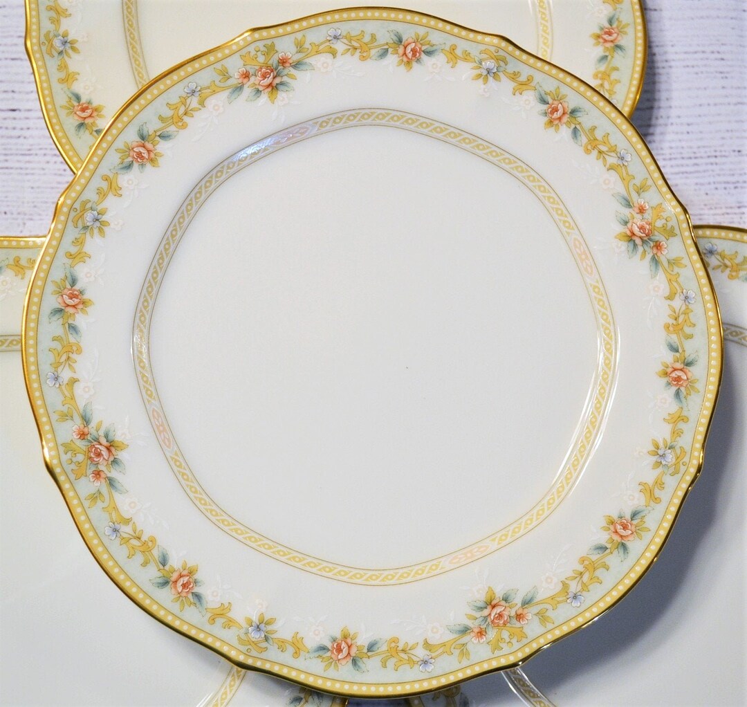 Vintage Noritake English Flowers Salad Plate Set of 2 Floral Gold Rim ...