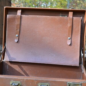 Vintage Worn LEATHER Briefcase Distressed Hard Side Briefcase School ...