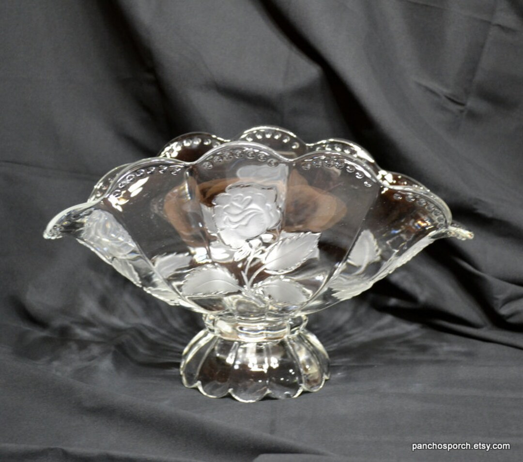 Vintage Imperlux Hand Cut Crystal Glass Large Compote Footed ...