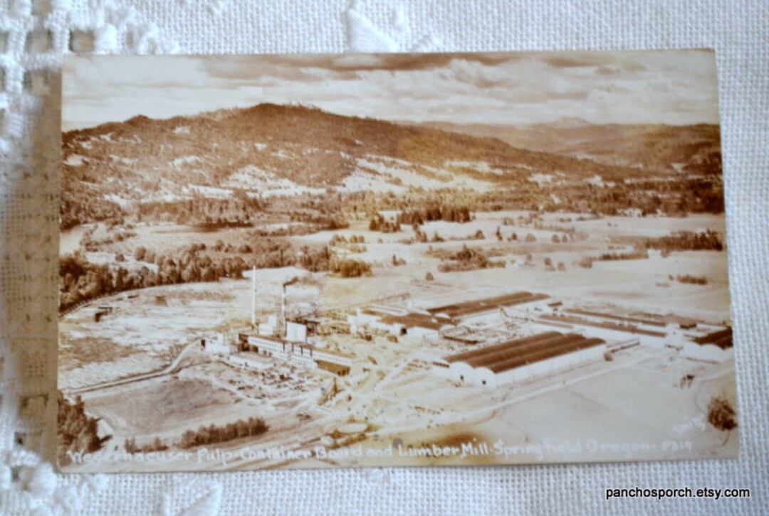 Vintage OREGON Post Card Weyerhaeuser Pulp Mill Springfield Sepia ...