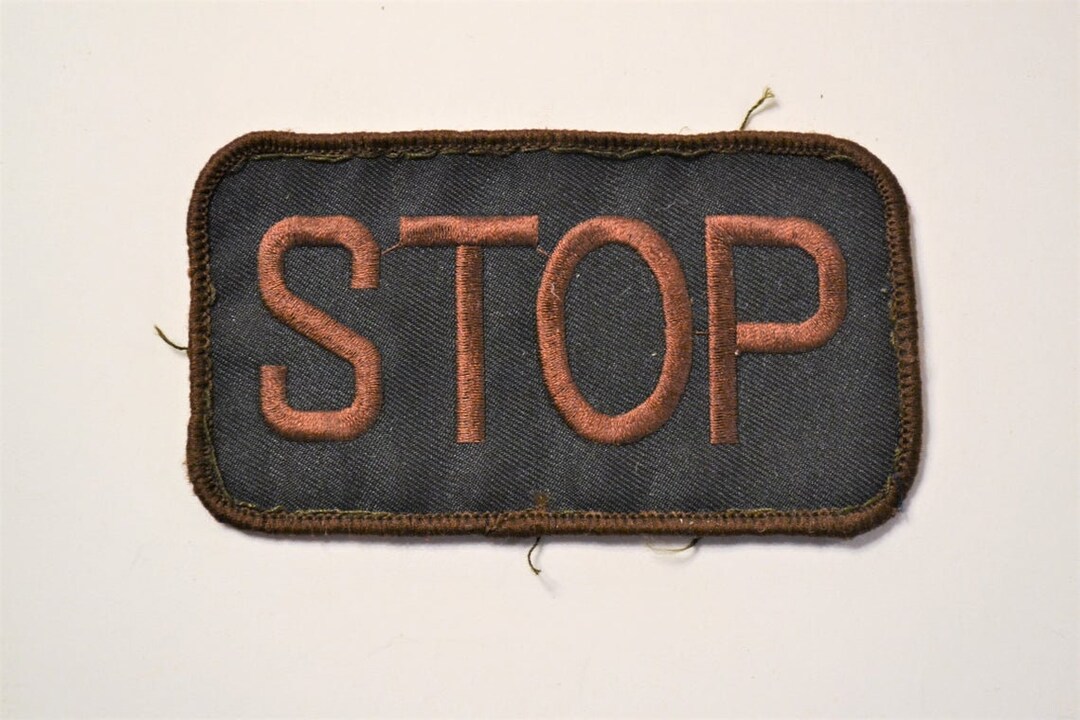 Vintage STOP Patch Sew on Embroidered Patch Black Brown Uniform Emblem ...