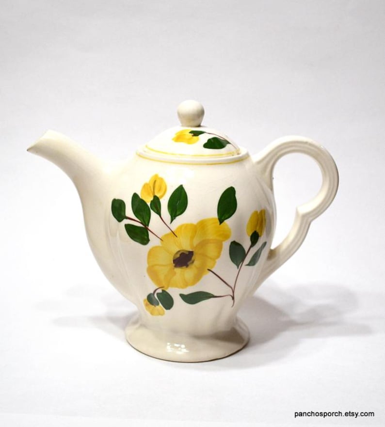 Vintage Blue Ridge Pottery Teapot: Yellow Nocturne Floral, Southern ...