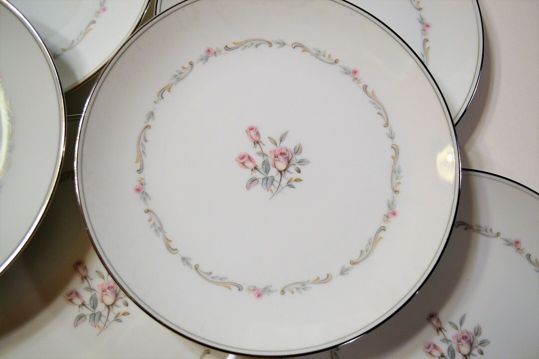 Vintage Noritake Mayfair Salad Plate Set of 3 Pink Rose Floral Pattern ...