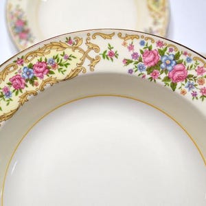 Vintage Edwin Knowles FLORAL Soup Bowl Set of 4 Pink Blue Flowers ...