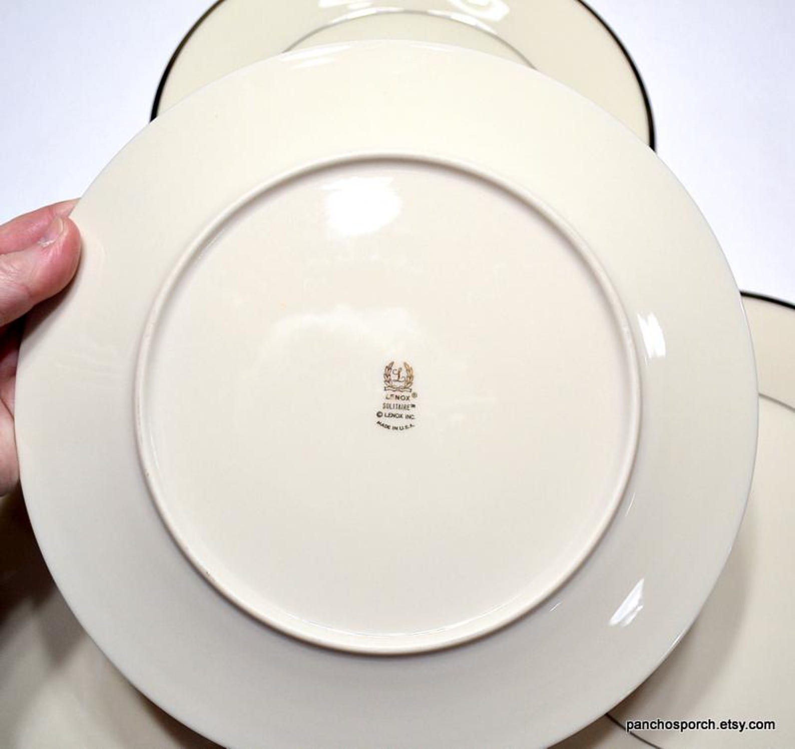 Vintage Lenox Solitaire Dinner Plates - Set of 4 Creamy White Platinum ...