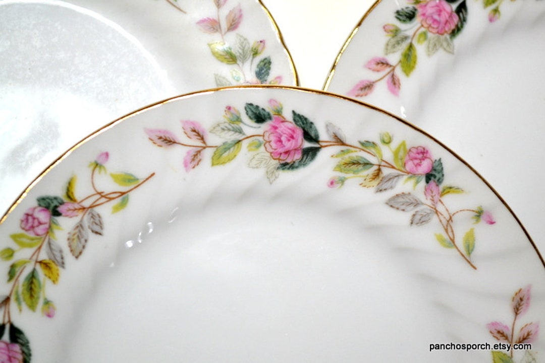 Vintage Regency Rose Bread Plates: Pink Floral China Set of 4 - Etsy