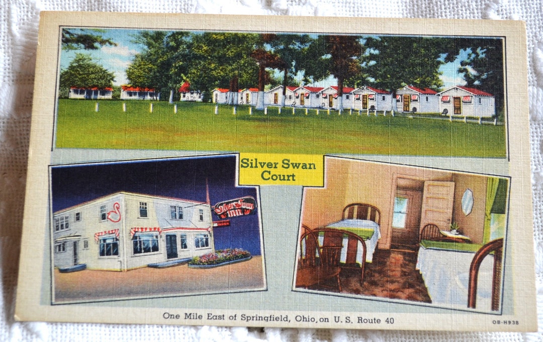 Vintage Silver Swan Court Springfield Ohio Souvenir Motel Cabins 1960s ...
