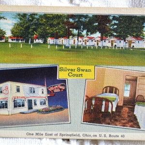 Vintage Silver Swan Court Springfield Ohio Souvenir Motel Cabins 1960s ...