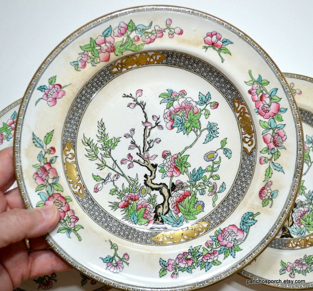 Vintage Minton INDIAN TREE Soup Bowl Set of 3 Discolored Pink Blue ...