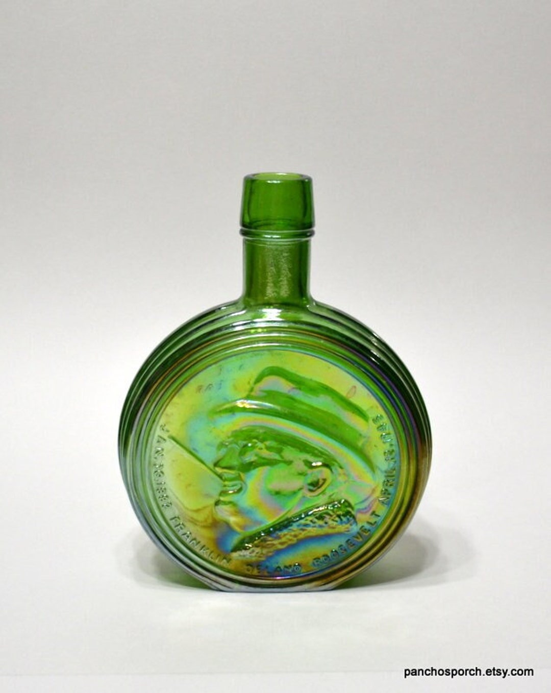 Vintage WHEATON Presidential Decanter Bottle Franklin D Roosevelt Green ...