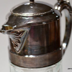 Vintage GODIGER Crystal Carafe Chiller Ice Core Pitcher Silver Plate ...