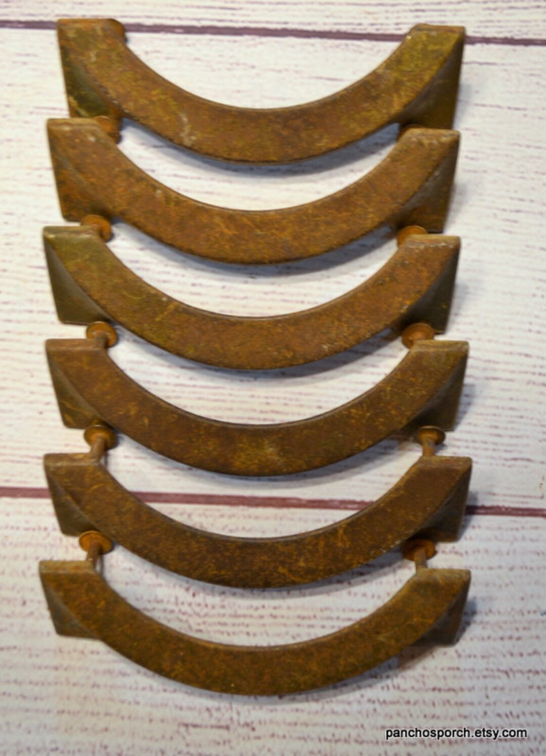 Vintage Rusty Metal Drawer Pull Set of 6 Worn Weathered Furniture ...