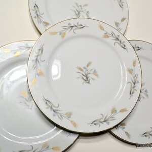 Vintage Gold Wheat Dinner Plate Set of 4 Gold Gray Blue Wheat Pattern ...