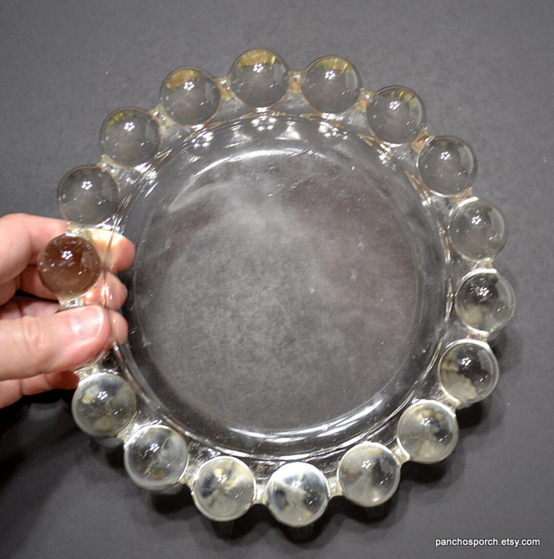 Vintage GLASS Ashtray Clear Round Bubbles Balls Boopie Glass Anchor Hocking 7 Round Trinket Dish ...