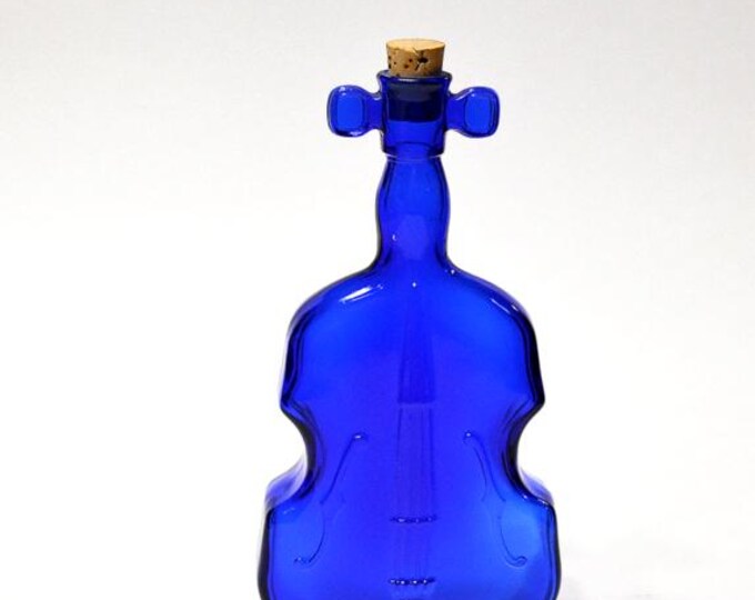 Vintage Cobalt Blue Glass Violin Bottle Viola Fiddle Glass Musical ...
