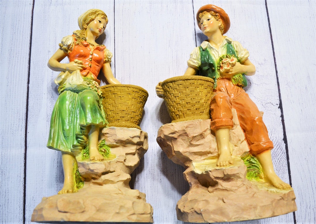 Vintage Universal Statuary Peasant Figures: Rustic Country Decor, 1975 ...