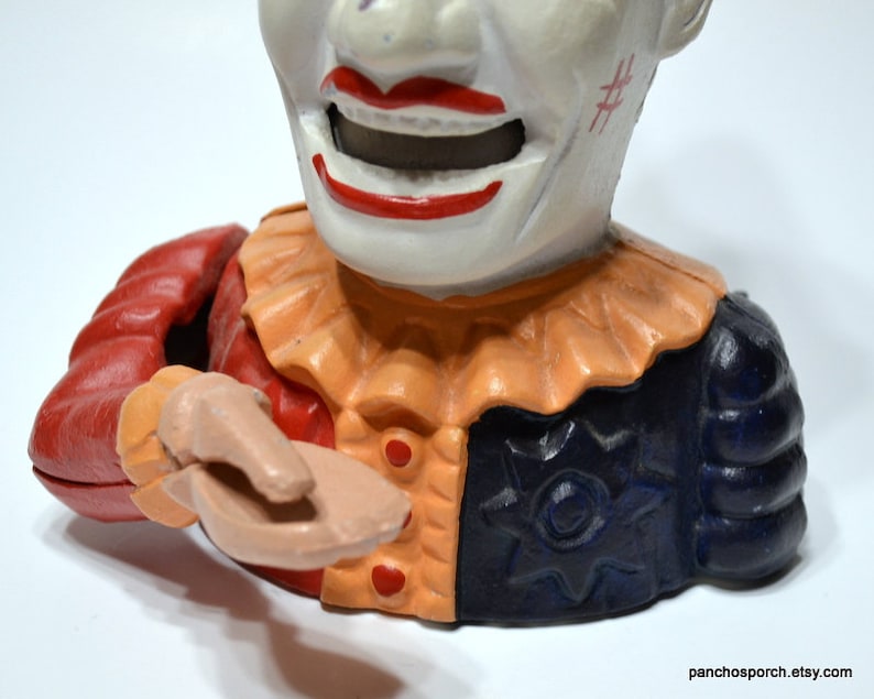 Vintage Cast Iron Clown Bank Mechanical Coin Bank Reproduction - Etsy