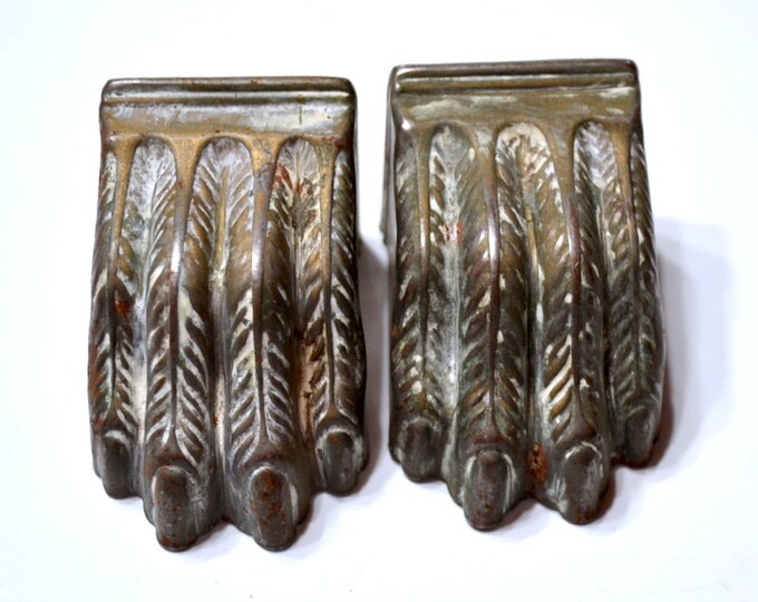 Vintage Lion Paw Furniture Leg Cap Set of 2 Pressed Metal End Claw Toe ...