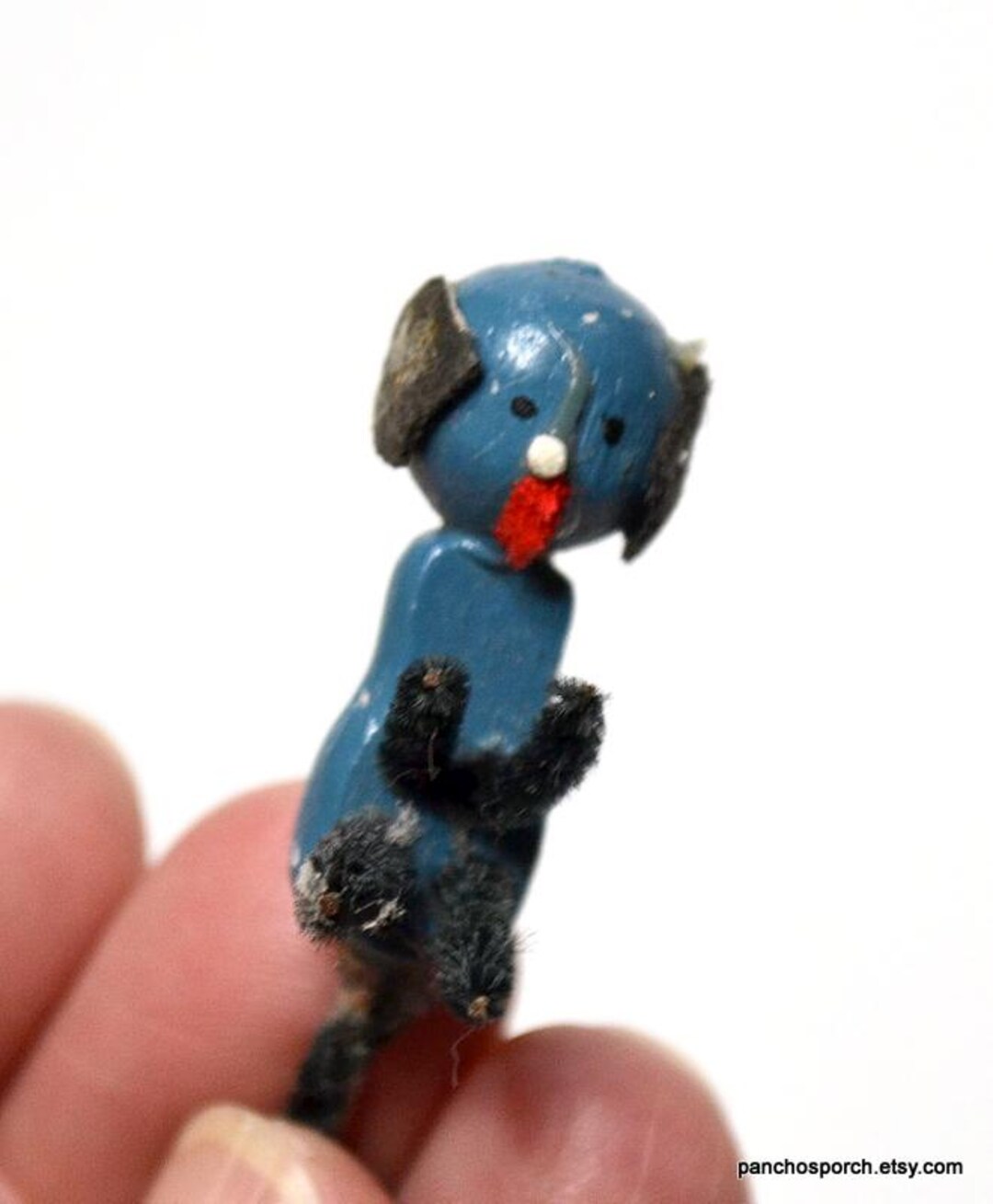 Vintage Tiny Blue Wooden Dog Toy, Pipe Cleaner Legs - Etsy