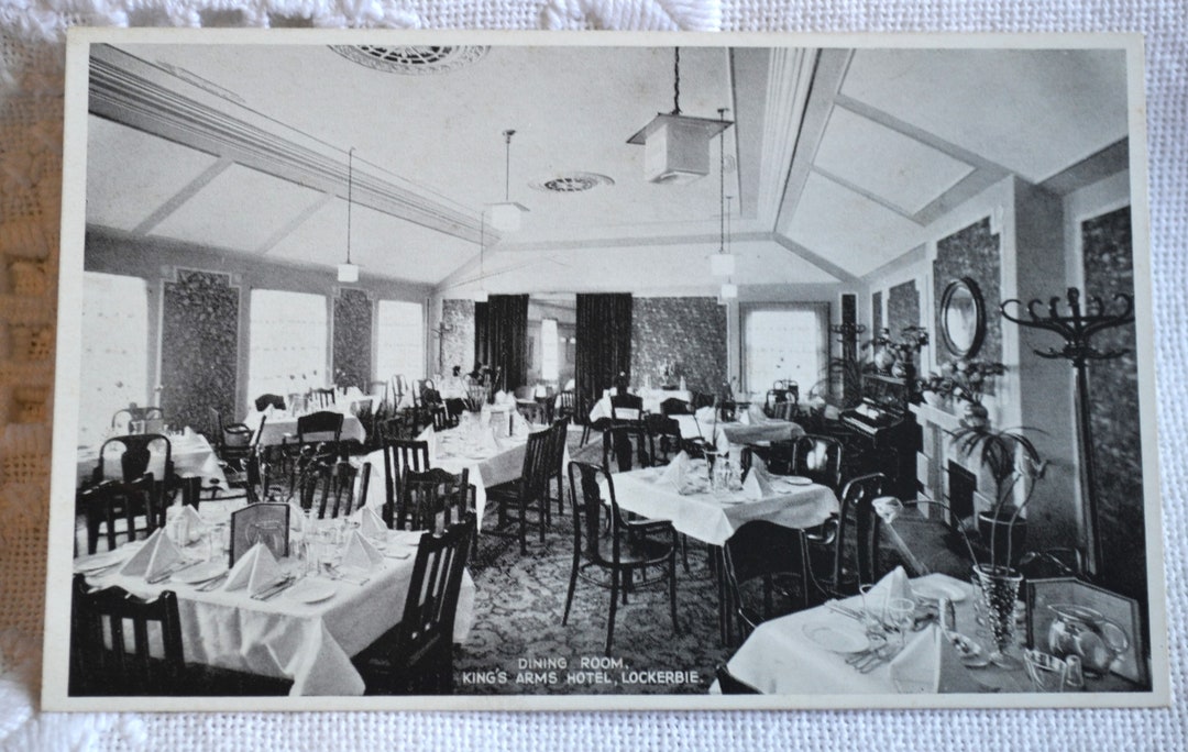 Vintage SCOTLAND Postcard Lockerbie Kings Arms Hotel Dining Room Post ...