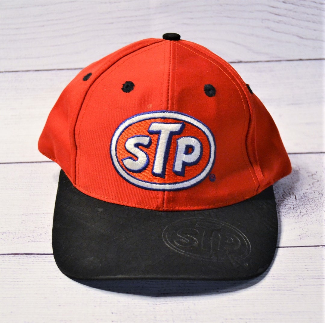 Vintage STP Hat White Red Black Advertising Snapback Trucker Cap NASCAR ...