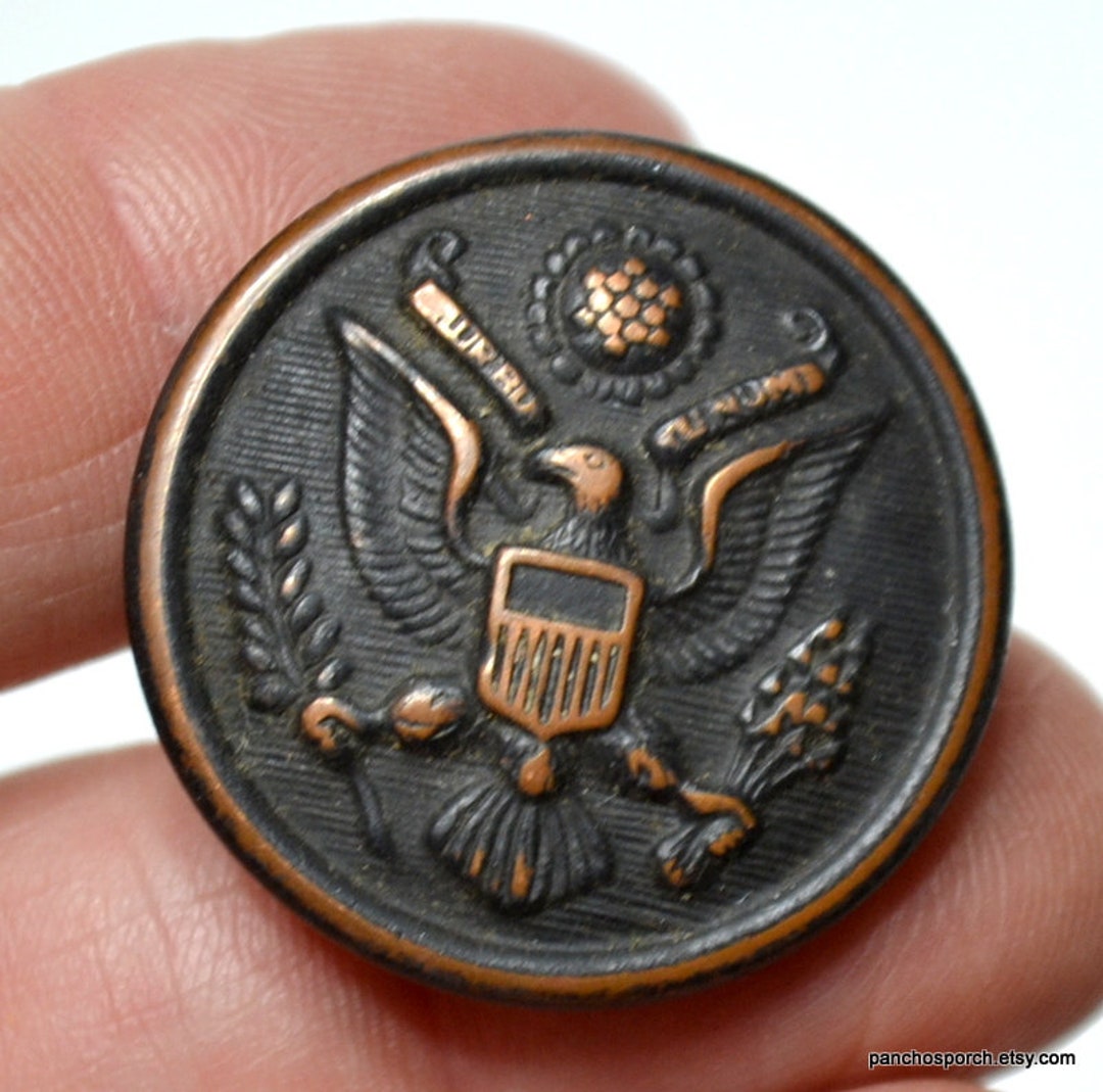 Vintage Military Uniform Button Eagle Seal Bronze Metal Shank Button ...