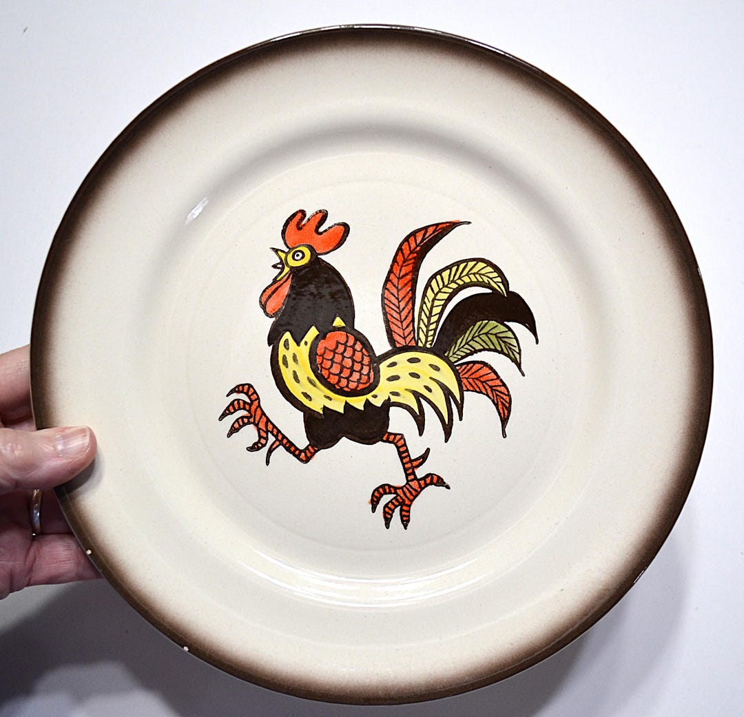 Vintage Red Rooster Dinner Plate: Retro Farmhouse Kitchen Decor USA - Etsy