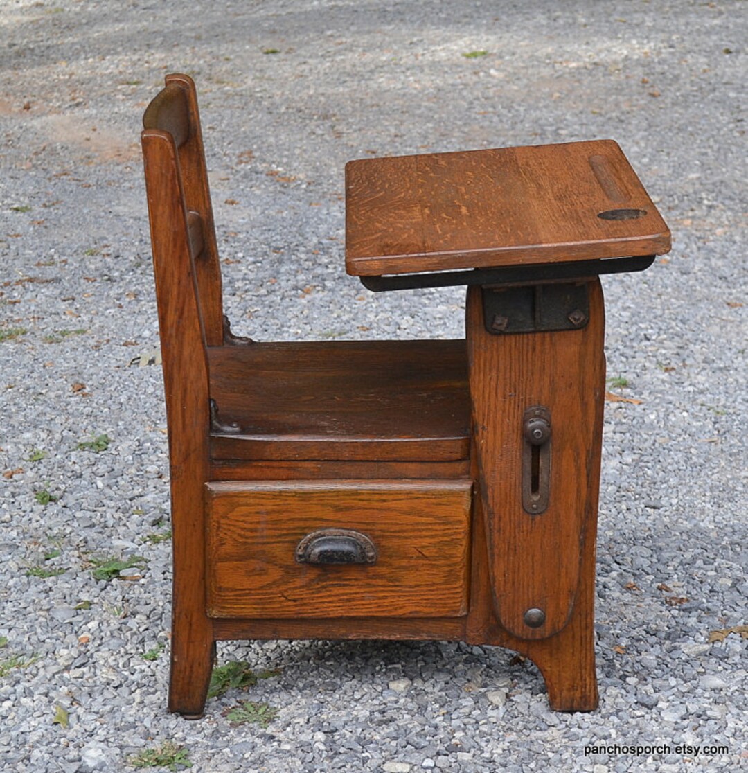 Vintage Wooden School Desk Child Size Solid Oak Storage Drawer ...