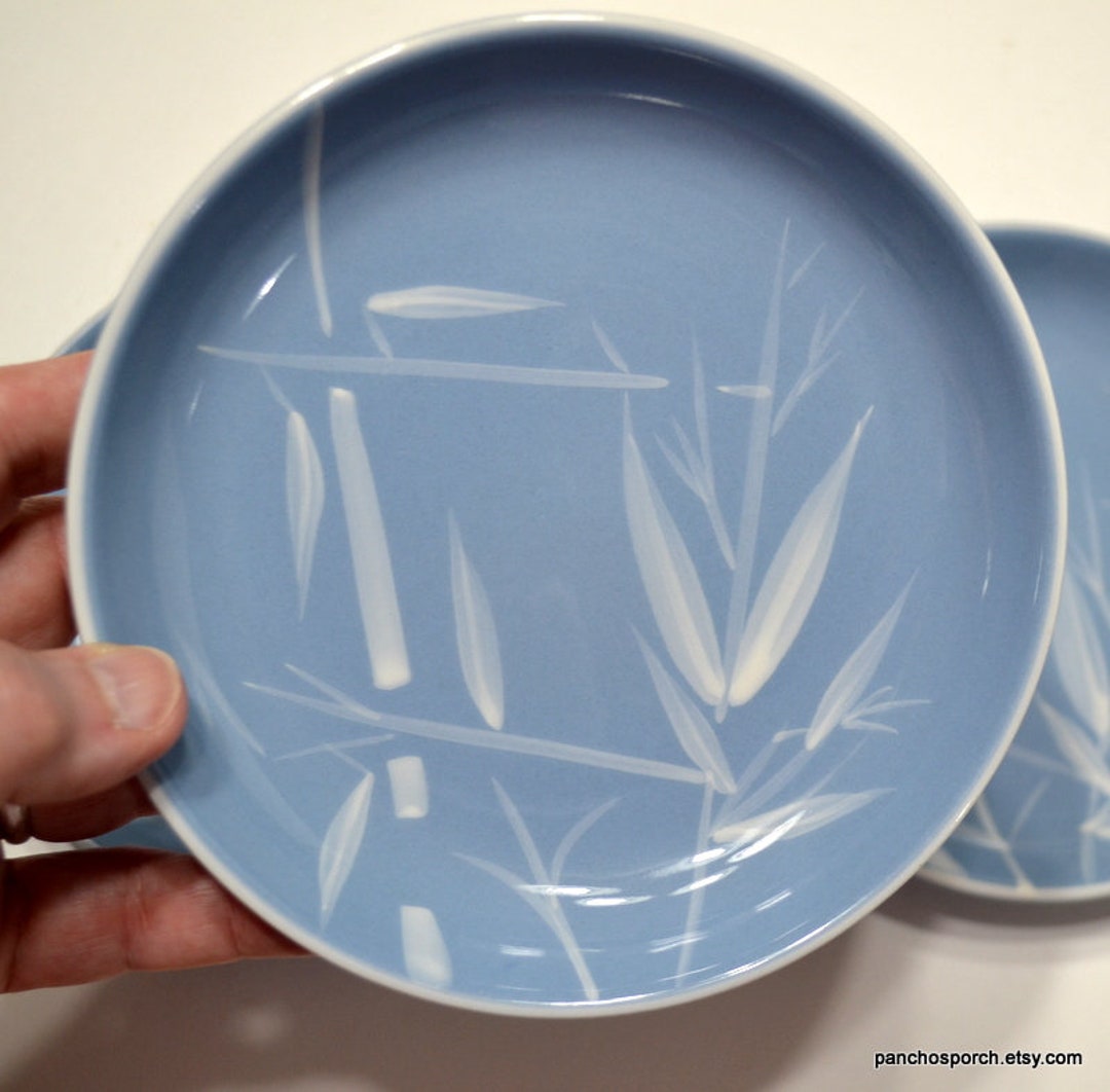 Vintage WINFIELD Pacific Blue Bread Plate Set of 3 Blue White Bamboo ...