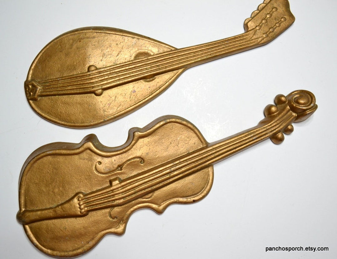 Vintage Metal Musical Instrument Set of 2 Violin Mandolin String ...