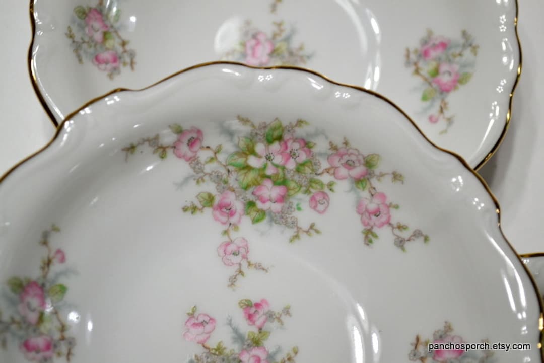 Vintage Johann Haviland Pink Floral Fruit Bowl Set of 4 Pompadour Shape ...