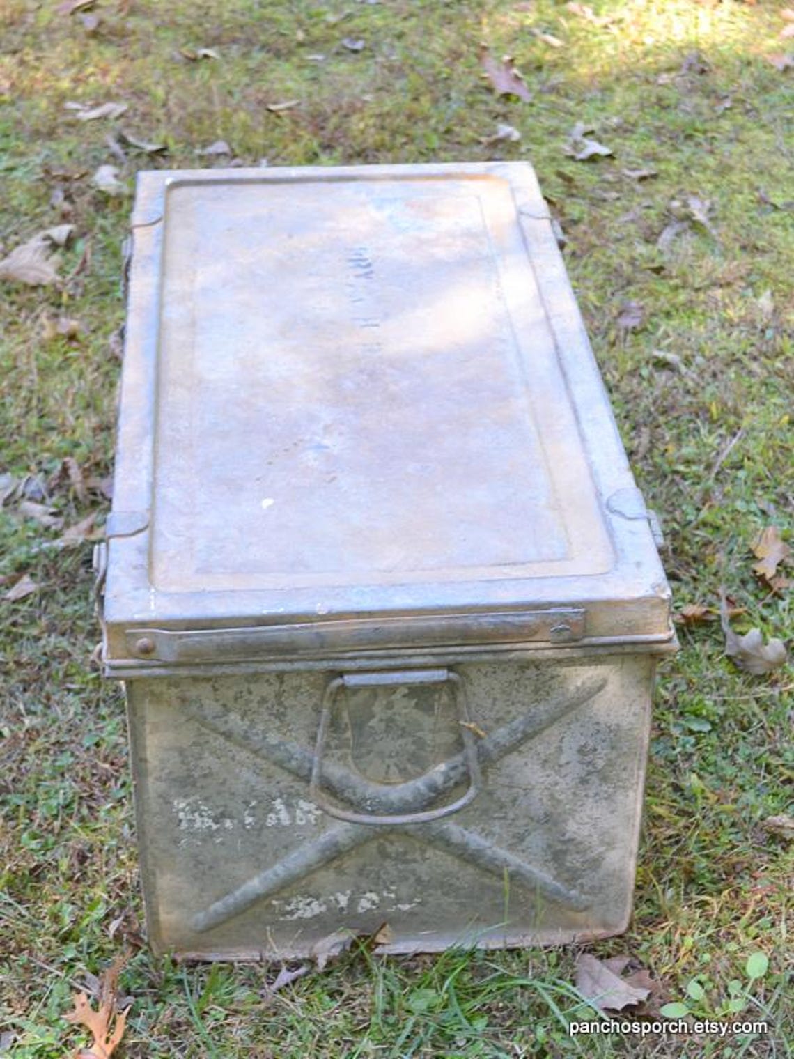 Vintage Metal Military Chest: Rustic Farmhouse Storage Trunk Coffee ...