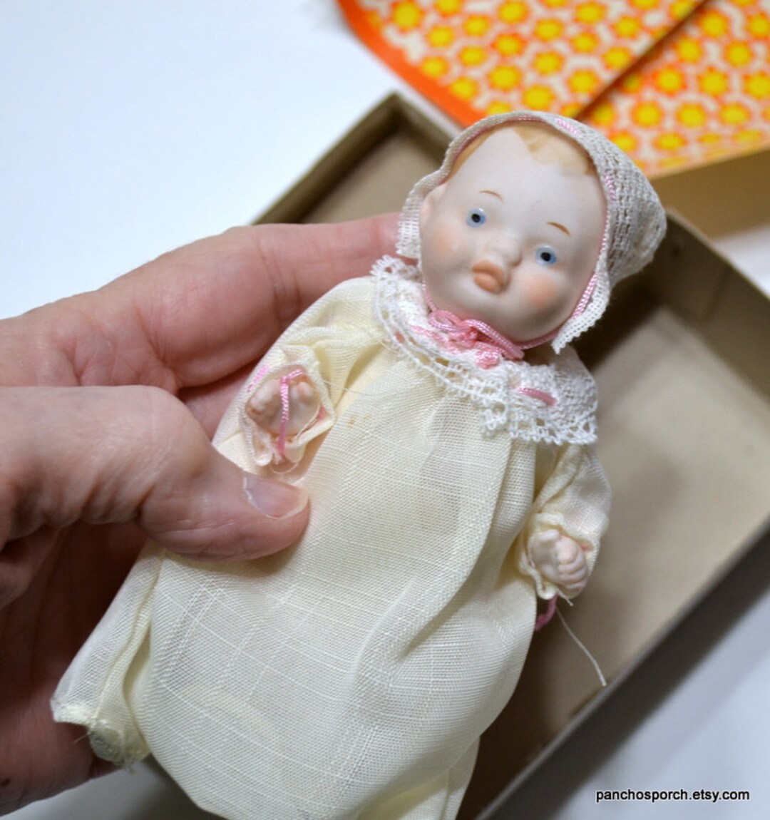 Vintage SHACKMAN Bisque Baby Doll Antique Replica 5 Inch Doll Original ...
