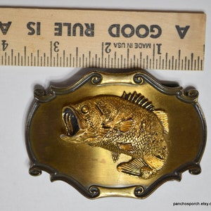 Vintage BIG MOUTH Bass Belt Buckle Gold Brass Fish Fisherman Sportsman ...