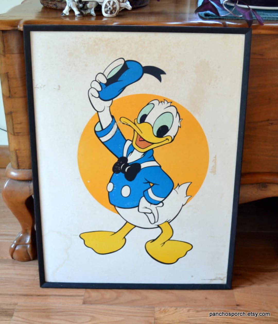 Vintage Donald Duck Poster Walt Disney Productions Original Advertisement Poster Display Cartoon