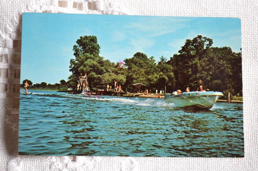 Vintage MICHIGAN Post Card YMCA Storer Camp Boats Lake Summer Vacation ...