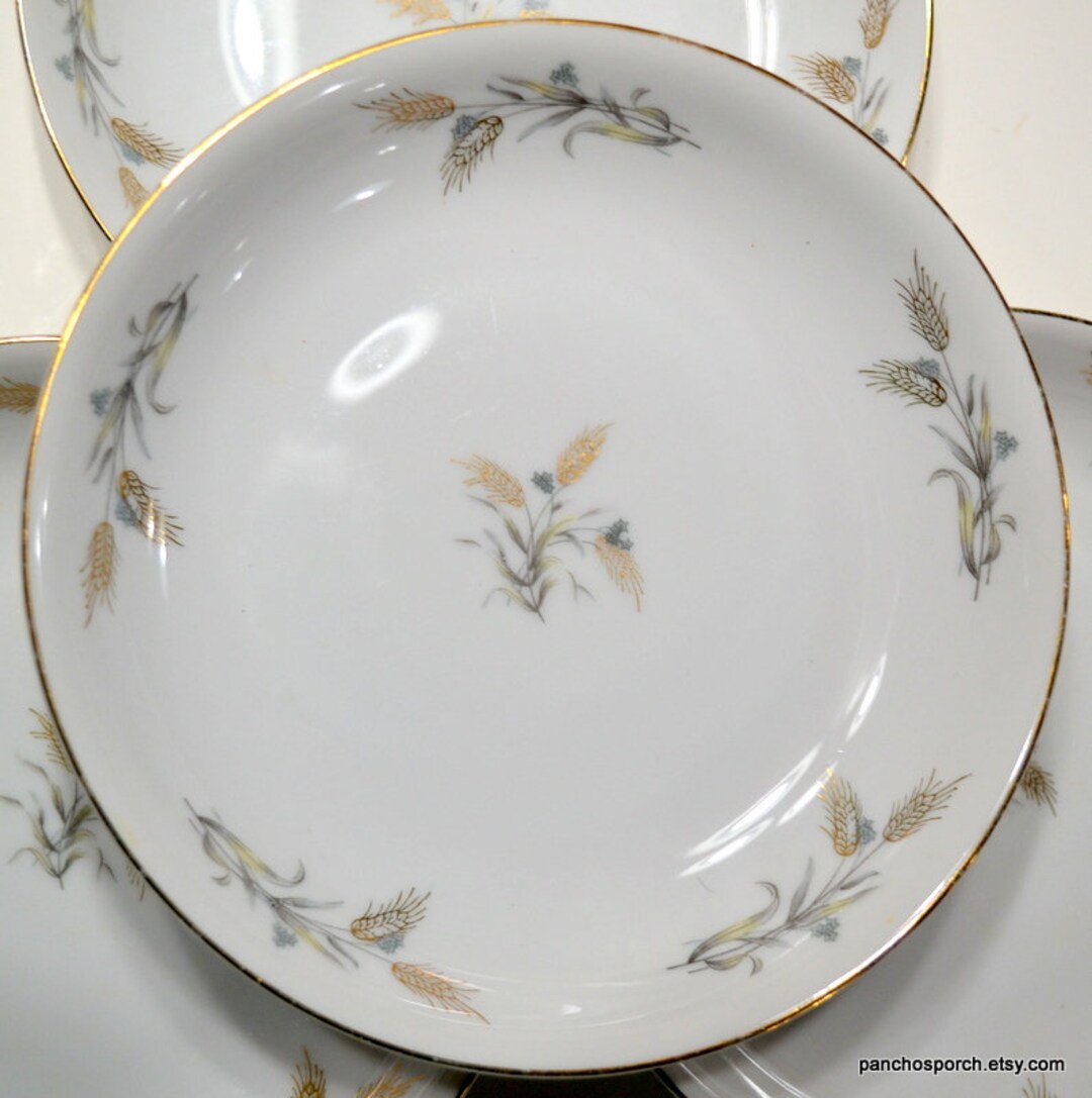 Vintage Gold Wheat Soup Bowl Gold Gray Blue Wheat Pattern 1108 Empress ...